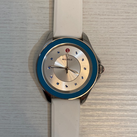 Michele | Accessories | Michele Cape Silver Dial Ladies Blue Topaz ...
